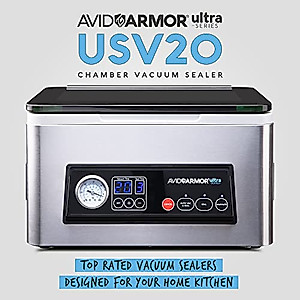 Avid Armor - Chamber Vacuum Sealer Machine USV20 Ultra Series, Vacuum Food Sealer for Wet Foods, Meat Sealers Vacuum Packing Machine, Compact Vacuum Chamber Sealer with 11.5-Inch Vaccum Sealer Bar