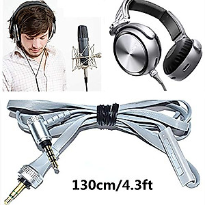 Saipomor MDR-X10 Headphone Replacement Aux Flat Cable with Inline Mic and Volume Control for Sony MDR-XB920 MDR-X910 Headphones (Grey)