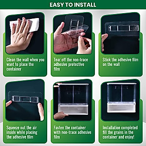 Dry Grain & Rice Storage Container and Dispenser for Pantry and Kitchen Countertop | 3.17 Quart Wall-Mounted Food Organizer and Container for Rice, Coffee, and Other Small Grains