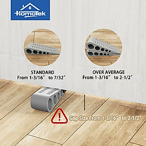 HOMOTEK 2 Pack Wedge Rubber Door Stops Door Chucks Stoppers Wall Protector for Floor & Bottom of Door with Self Adhesive White Holder, 5"x1-9/16"x1-5/16" (Gray)