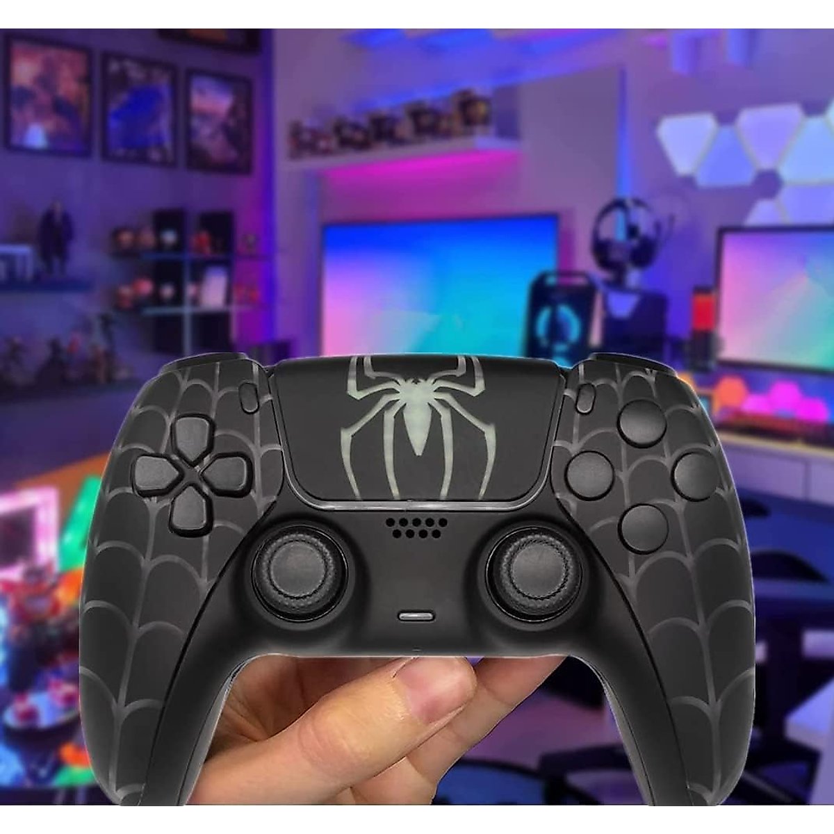 Touchpad Front Housing Shell for for PS5 Controller DIY Shell Custom Touch Pad Cover Spider Pattern Faceplate BDM-020