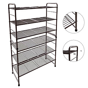 Glynym 3-Tier Metal Shoe Rack,Stacable and Adjustable Shoe Storage Organizer Shelf for Closet Entryway, Easy Assembly,Bronze
