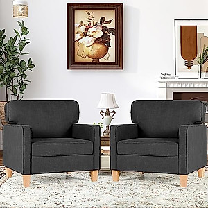 AODAILIHB Accent Chairs for Living Room with Arms Oversized Big Chairs Mid-Century Modern Reading Chair Comfy Club Chair, Bedroom Office Arm Chairs Easy Assembly (1, Dark Grey)