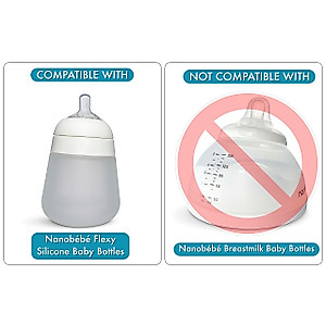 Sippy Cup Conversion Kit for Nanobébé Flexy Silicone Baby Bottles | 2-Count | with Soft Silicone Sippy Spout Nipples, Any Angle Straw Weighted Ball and Straw Cleaning Brush | by BelBeyo (Sippy Kit)