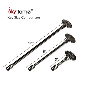 Skyflame Universal Gas Valve Key Fits 1/4" and 5/16" Gas Valve Stems, for Fire Pit and Fireplace, Flat Black - 3 Inches