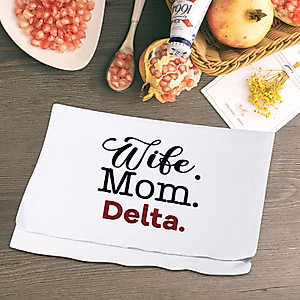 LEVLO Sorority Kitchen Towel DST Sorority Gift Wife Mom Tea Towels Sorority Waffle Weave Kitchen Decor Dish Towels (Wife Mom)