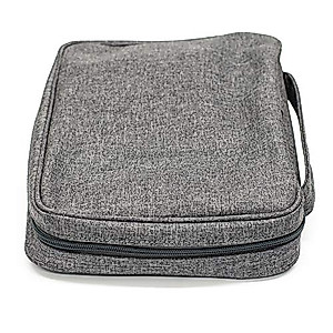 Light Gray Zipper Pocket Heavy Reinforced Fabric Large Bible Cover Case, X-Large