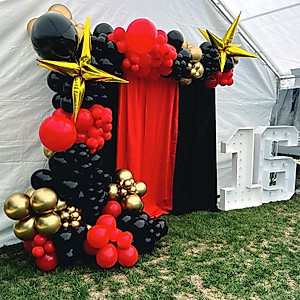 Red and Black Balloons, 120pcs Red and Black Gold Balloon Garland Arch Kit for Casino Theme Party Decorations, New Year, Hollywood Theme Party Decoration