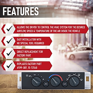 AC Heater Climate Control Module for Chevy, Cadillac, GMC Escalade, C1500, C2500, C3500, K1500, K2500 Suburban, C3500HD, Tahoe Control Panel - 16231175, 16238895, 16240115, 15-72548, 599-007, 9378815