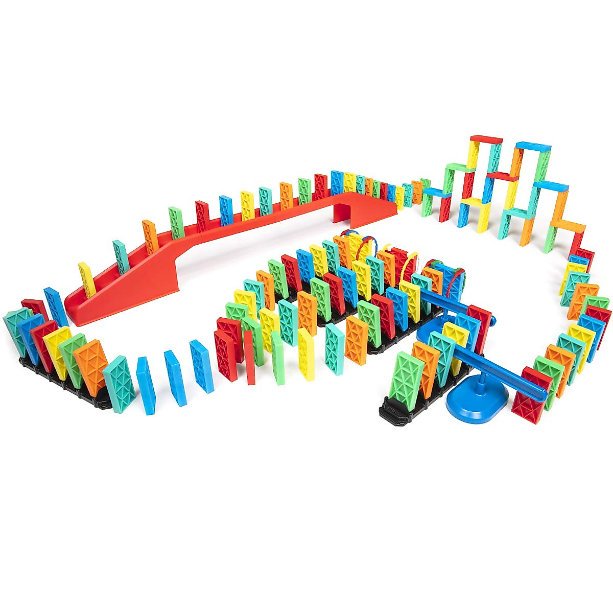 Bulk Dominoes Kinetic Domino Kit | Dominoes Set, STEM STEAM Small Toys, Family Games for Kids, Kids Toys and Games, Building, Toppling, Chain Reaction Sets (143pc)