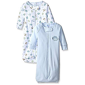 Spasilk Baby Boys 2 Pack 100% Cotton Sleep Bag Wearable Blankets, Blue Dino (2 Pieces), One Size