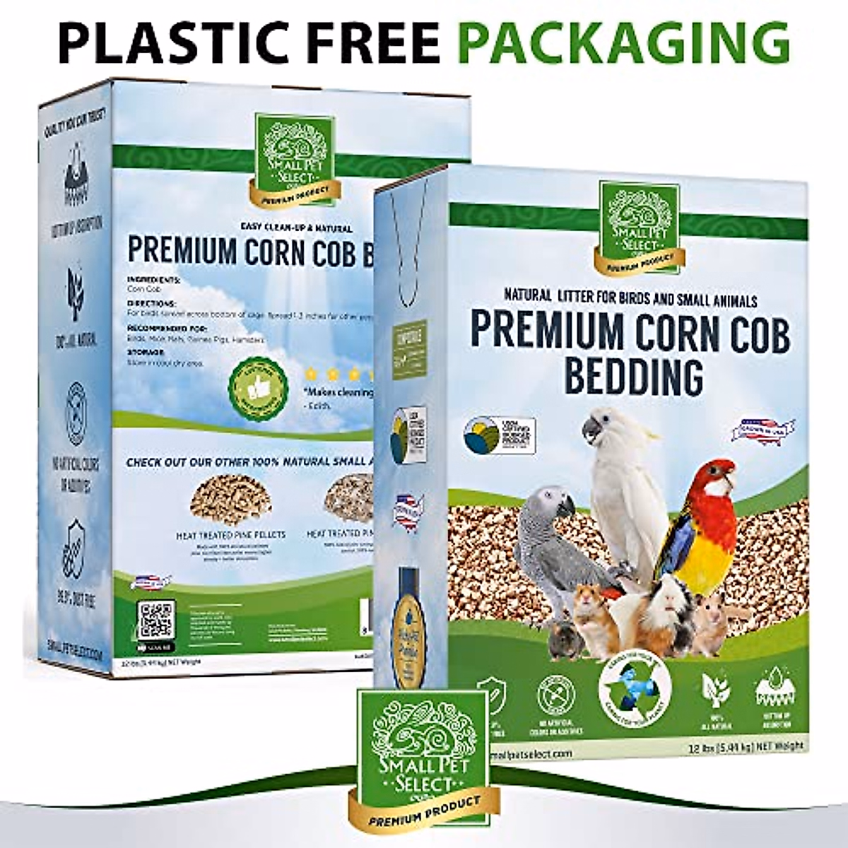 Small Pet Select 100% Natural Corn Cob Bedding for Pets Small Animal & Bird Cage Litter Safe for Hamsters, Guinea Pigs & More -12lb