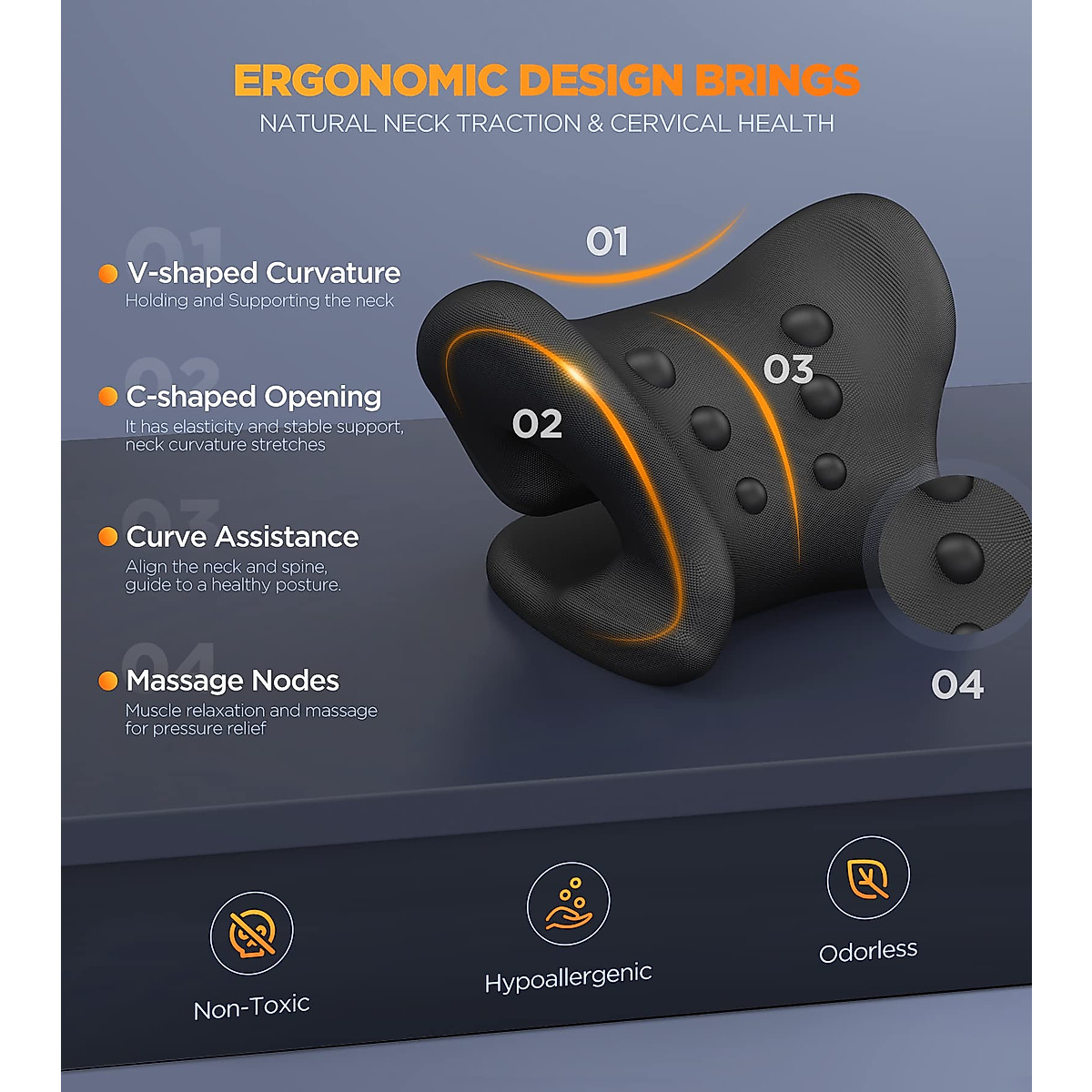 Tinhin 3S Heated Neck Stretcher for 9X Pain Relief, 3X Larger Graphene Heating Area w/Magnetic Therapy Case, Cervical Traction Device Pillow, Neck and Shoulder Relaxer Support for TMJ Spine Alignment