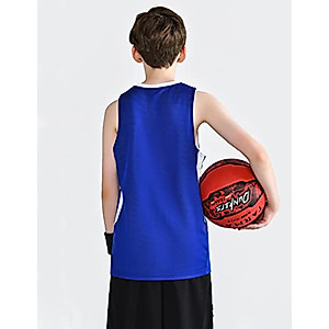 Youth Boys Reversible Mesh Performance Athletic Basketball Jerseys Blank Team Uniforms for Sports Scrimmage (10 Pack, Blue/White, Youth M)