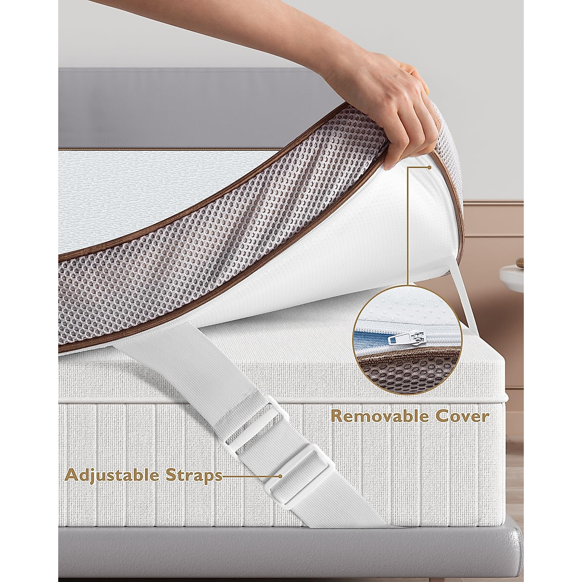 BedStory 4 Inch Memory Foam Mattress Topper Twin - Gel Infused Bed Toppers with Removable Cover and High Density Memory Foam, CertiPUR-US Certified