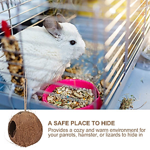 Hanging Coconut Shell Bird Nest Natural Coconut Hideaway Bird House Hut Breeding Nesting Bird Cage Box for Hamster Parakeets Love Birds Canary