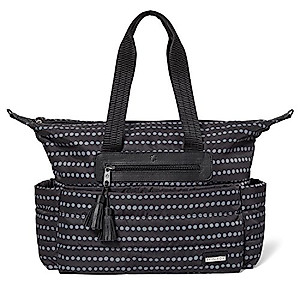 Skip Hop Messenger Diaper Bag with Matching Changing Pad, Riverside Ultra Light, Black Dot