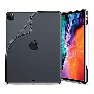 ESR Rebound Soft Shell Case for iPad Pro 12.9" 2020 & 2018, Clear TPU Back Cover, Supports Pencil Wireless Slim-Fit Shell Case, for iPad Pro 12.9", Translucent Black