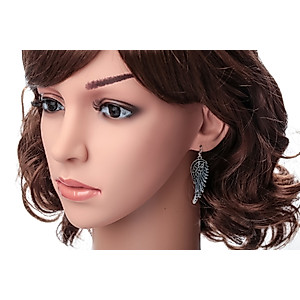 Szxc Women's Crystal Guardian Angel Wings Hypoallergenic Dangle Earrings Biker Jewelry - 2 1/4 inch