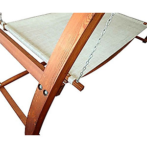 Leisure Season SBWC402 Swing Bed With Canopy - Brown - 1 Piece - 2-Person Covered Hammock With Wooden Stand - Outdoor Daybed, Furniture For Lawn, Patio, Poolside, Deck, Garden, Backyard - Adjustable