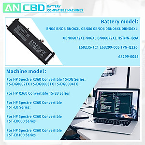 ANCBD BN06XL Laptop Battery for HP Spectre X360 15-eb000 15-eb1083NR 15-eb0000NS 15-eb1005TU 15-eb0003TX 15-eb0004TX 15-eb0007TX Series BNO6XL BN06072XL L68235-1C1 HSTNN-IB9A 68299-0055 11.55V/72.9Wh.