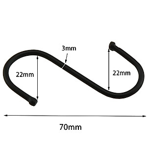 E-outstanding S Hook 12PCS 2.7 x 0.8 x 0.1Inch Black Heavy Duty Stainless Steel S-Shaped Hooks Hangers for Hanging pots and Pans, Plants, Utensils, Towels Small Size Hanging Hook