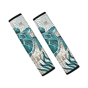 GLENLCWE Vintage Sea Turtle Print Seat Belt Covers for Kids Adutls Soft Shoulder Pads for Most Cars Trucks SUVs