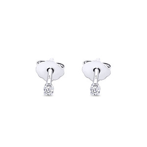 Round Natural Diamond Stud (IGI Certified 0.70 ct & up) Plus Quality Friction Back Earrings in 14k Solid White Gold, 0.04 Ctw - 2.00 Ctw