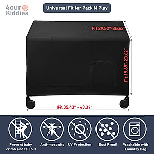 Blackout Cover for Pack N Play, Stretchy Breathable Travel Crib Canopy for Playard, Baby Darkening Crib Tent and Shade for Safeguard Indoor or Outdoor Sleeping, Playing, Napping