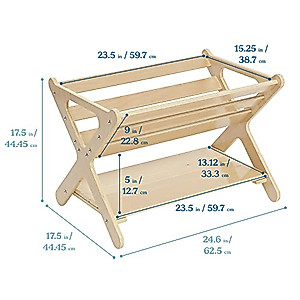 ECR4Kids Book Caddy with Shelf, Bookshelf with Storage, Natural