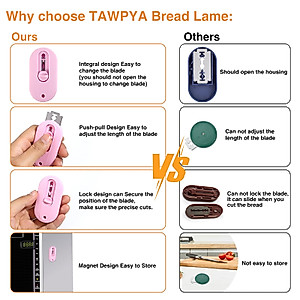 TAWPYA Bread Lame Sourdough Scoring Tool Baking Supplies,Quick Refill Blade Bread Cutter/Knife for Homemade Bread