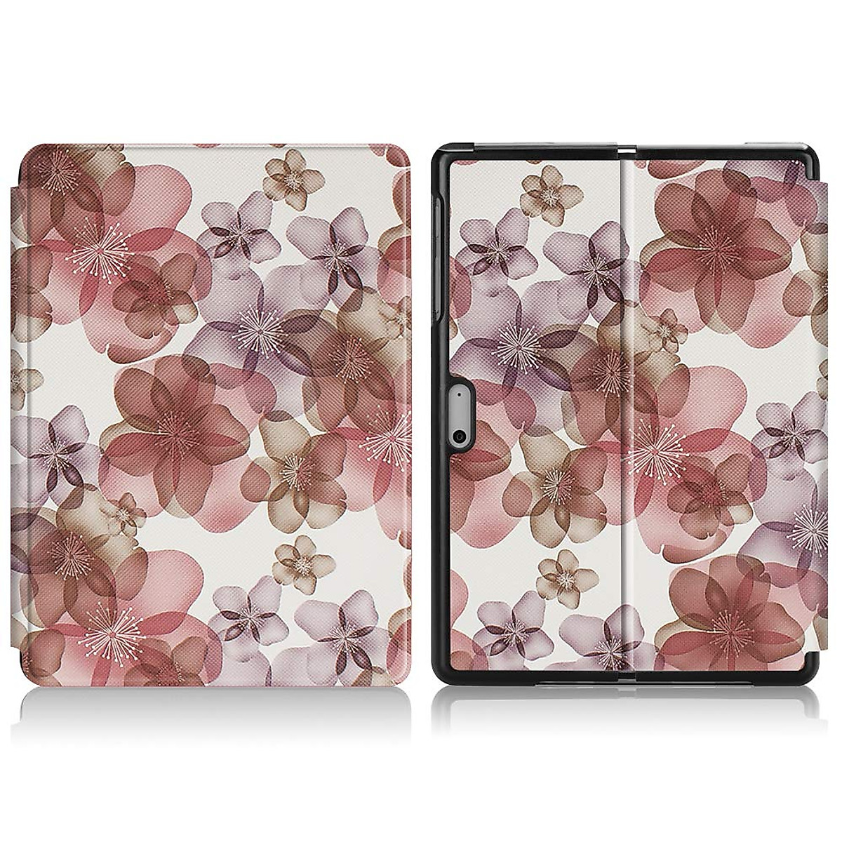 Gylint Case for Surface Go 4 2023 /Go 3 2021 /Go 2 2020 /Surface Go 2018, Slim Fit Leather Smart Case Cover with Pencel Holder for Microsoft Surface Go Flower