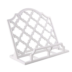 Vintage Cast Iron Cookbook Stand Holder Large Cookbook Holder White Metal Cookbook Stand for Kitchen iPad Recipe Book Stand