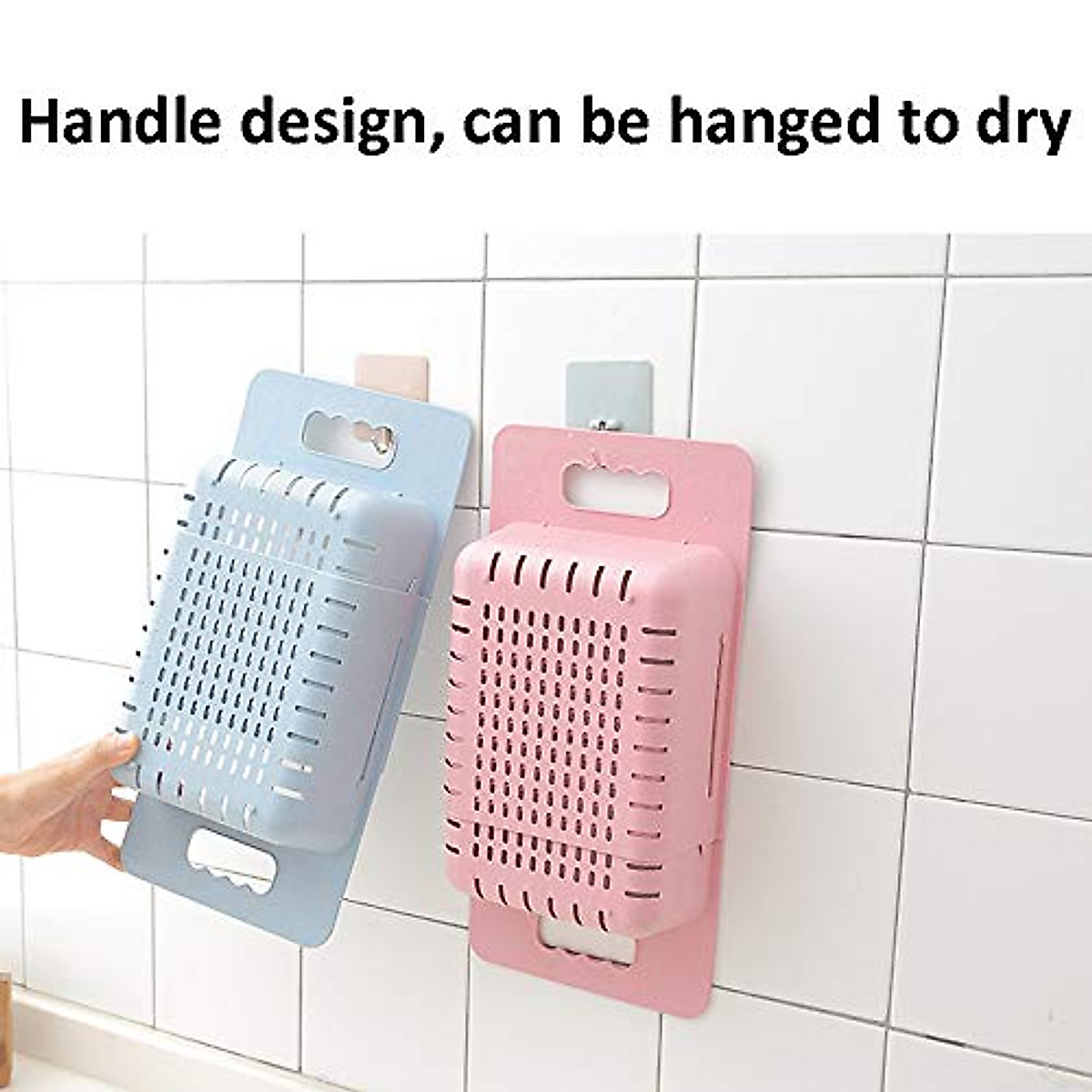 Jkhome Collapsible Over The Sink Colander Dish Fruit Vegetable Strainer Drainer Basket for Kitchen Set of 1 (Blue)