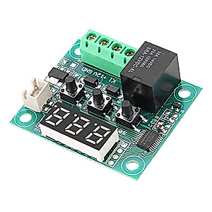 W1209 12V DC Digital Temperature Controller Board Micro Digital Thermostat -50-110°C Electronic Temperature Cool Temp Control Module Switch with 10A One-Channel Relay and Waterproof with LED Display