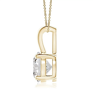 The Diamond Deal .25ct (1/4Cttw) Carat Round Brilliant Solitaire Lab-Grown Diamond Solitaire Pendant Necklace For Women Girls infants in 14k Yellow Gold With 18" Gold Chain