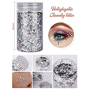 EBANKU Chunky Glitter, Water Droplets Confetti Sequin Glitters Resin Sparkle Chunky Sequins for Make Up, Body, Face, Slime, Resin Craft, Tumblers, Party Decor （3.5 Oz 100g）