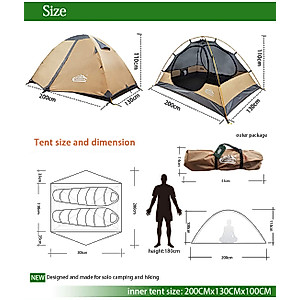 camppal Professional 1-2 Person 4 Season Expand Luggage Storage Space Mountain Tent, Lightweight Backpacking Tents, Durable Waterproof Windproof Hunting Hiking Camping Tent (Green)