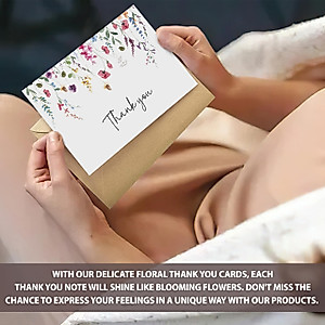 Floral Thank You Cards With Envelopes (bulk 20-4x6) - Thank You Notes With Envelopes Set - Wildflower Thank You Cards With Envelope And Stickers - for Birthday, Wedding, Bridal Showers, Baby Showers