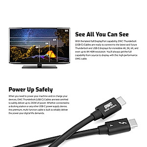 OWC 28-Inch Thunderbolt 4 and USB-C Cable with 40 GBPS Data Transfer, 240W Power Charging and 8K Video Capability (Black)