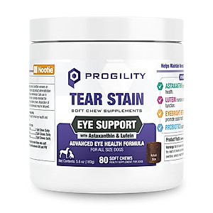 Nootie Progility Tear Stain Supplement for Dogs, Advanced Eye Health Formula, Helps Minimize Tear Stains, 80 Chews, Sold in Over 10,000 Vet Clinics and Pet Stores Worldwide