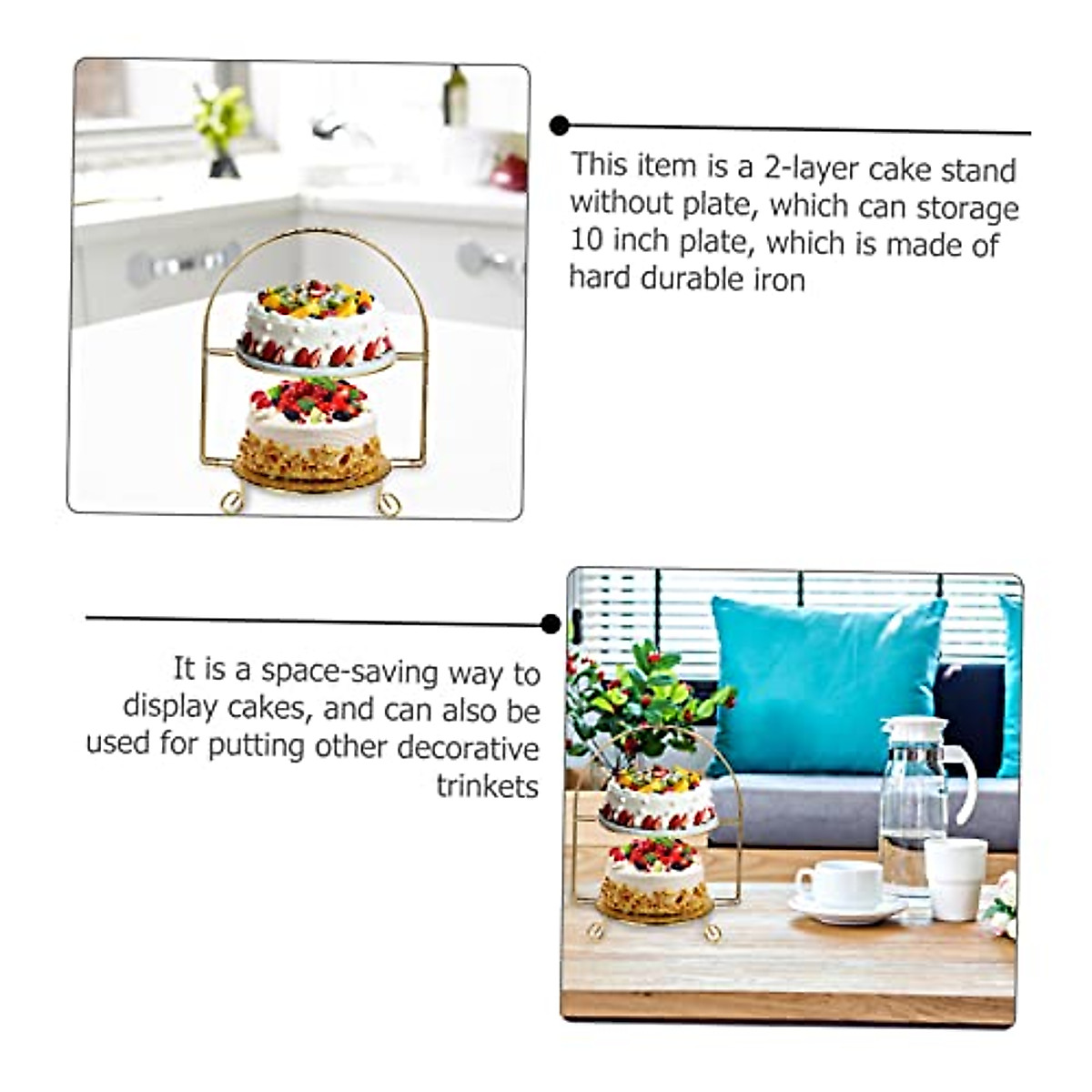 EXQUIMEUBLE Double Layer Cake Stand Muffin Stand Dessert Stand Holder Pastry Stand Birthday Cake Stand Cake Display Rack Dessert Display Plate Tea Party Serving Tray Desktop Iron Bracket