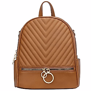 KKXIU Convertible Mini Leather Backpack Purse For Women and Ladies Small Quilted Daypack with Colorful Strap (A-brown)