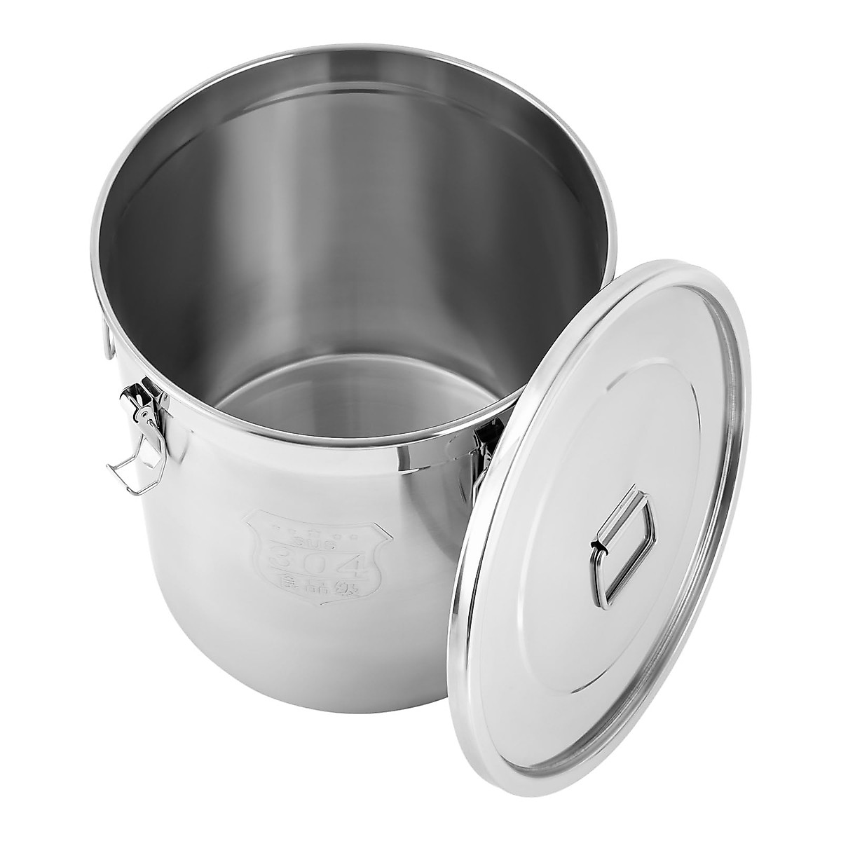 DYNAMI 304 Stainless Steel Airtight Canister,48L/12.7Gal Large Canisters Container with Lids and Sturdy Locking Clamp,Bucket Food Storage Containers for Rice, Flour, Grain, Coffee Bean (48L)