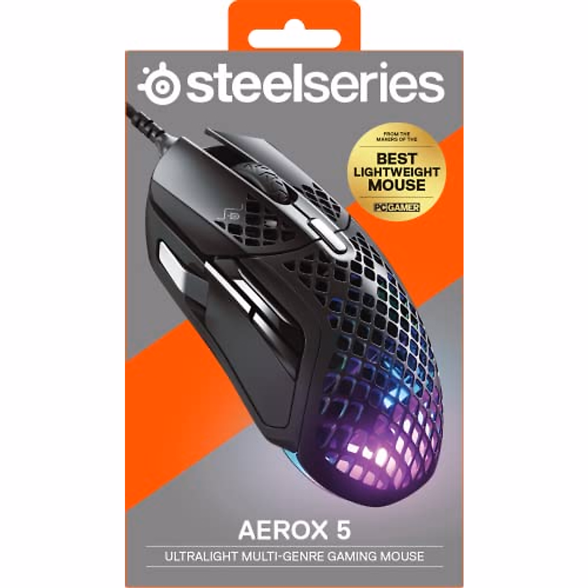 SteelSeries Aerox 5 - Lightweight Gaming Mouse - 18000 CPI -- TrueMove Air Optical Sensor - Ultra-lightweight Water Resistant Design - Universal USB-C Connectivity
