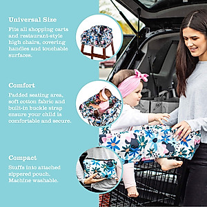 Disney Baby by J.L. Childress Shopping Cart & High Chair Cover - for Baby, Kids, Toddler, Girl - Phone Holder and Toy Loops - Extra Large, Universal Grocery Cart Cover - Minnie Mouse Floral