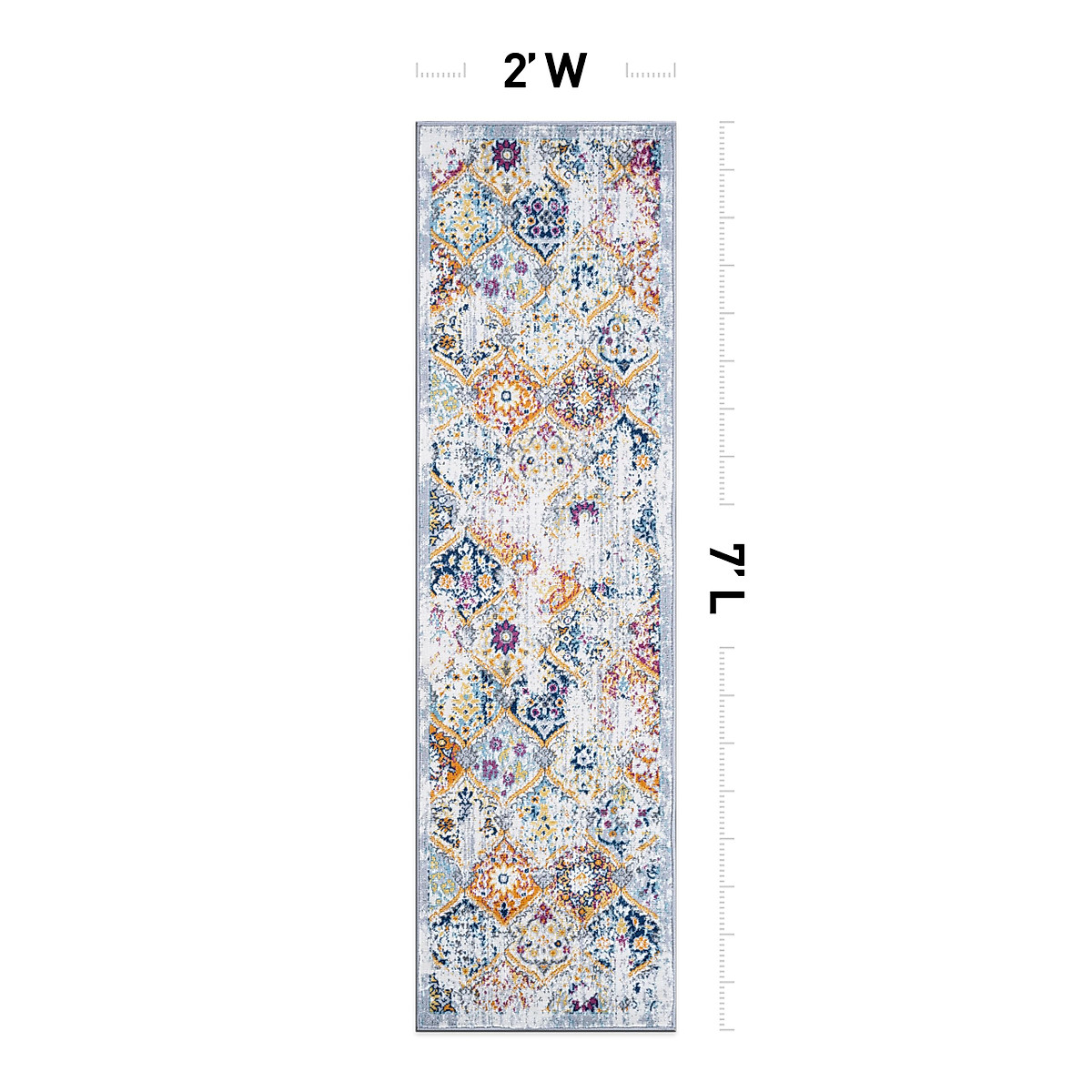 Rugshop Trellis Bordered Moroccan Runner Rug 2' x 7' Multi