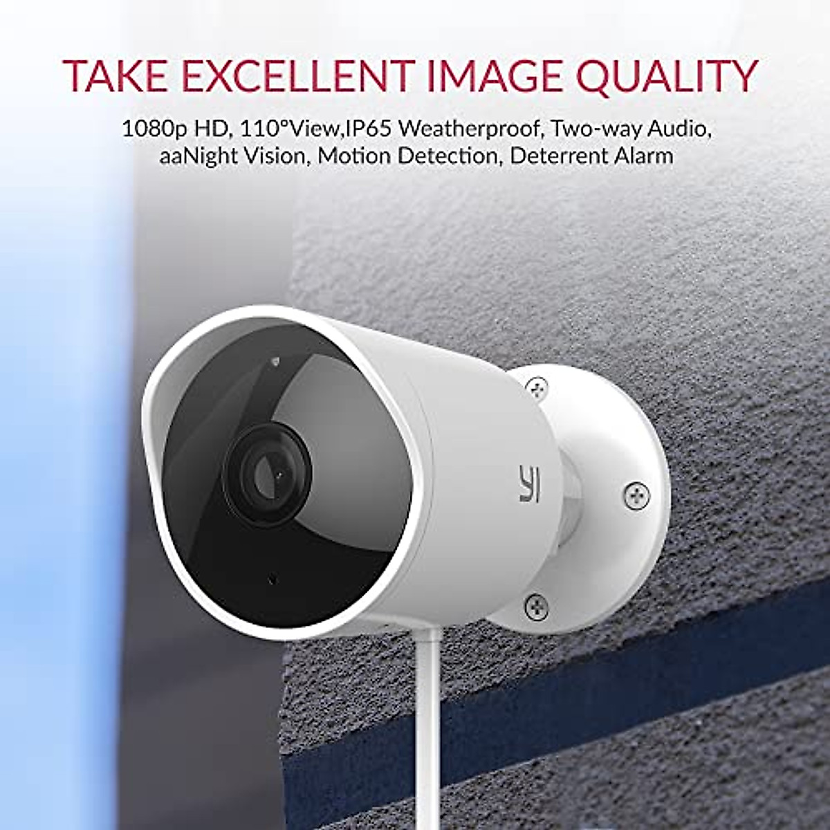 YI 2pc Security Camera Outdoor, 1080p Outside Surveillance Front Door IP Smart Cam with Waterproof, WiFi, Cloud, Night Vision, Motion Detection Sensor, Smartphone App, Works with Alexa