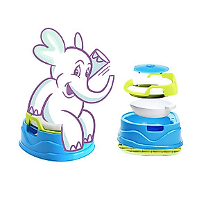 Babyloo 3 In 1 Bambino Booster Potty Training System with Free Standing Potty, Step Stool, and Toilet Mount for 1 to 6 Year Olds, Blue and Green