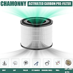 CHAMONNY AP-S0610L Filter Replacement, Compatible with MOO-KA AP-S0610L Air Purifier, 3-in-1 H13 True HEPA Filter and Activated Carbon Filter, 2 Pack